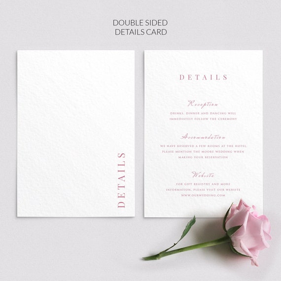 Modern wedding details card - Classic wedding invitation details card ...