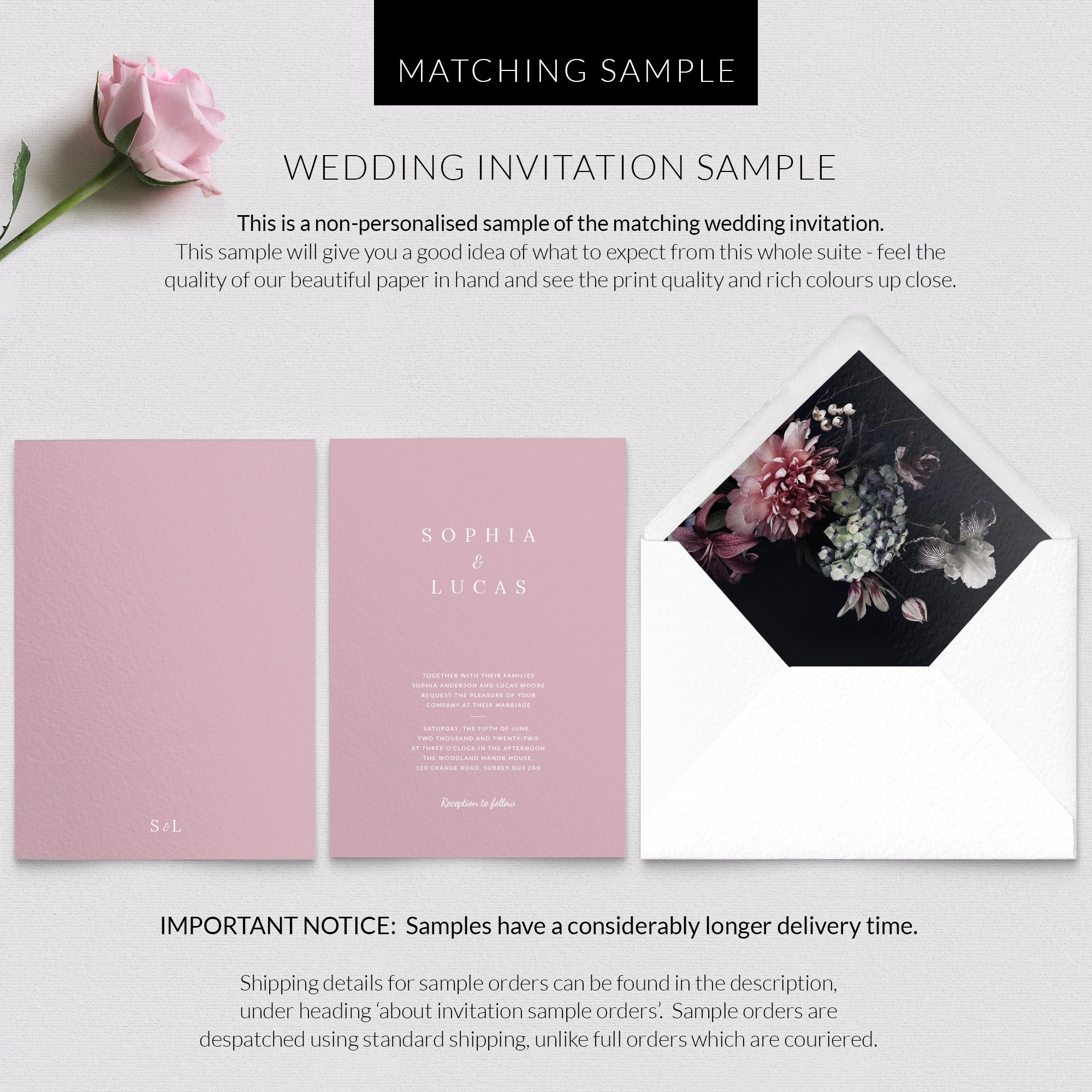 Blush Pink Wedding Program Folded, Order of Service Wedding, Dusty Rose ...