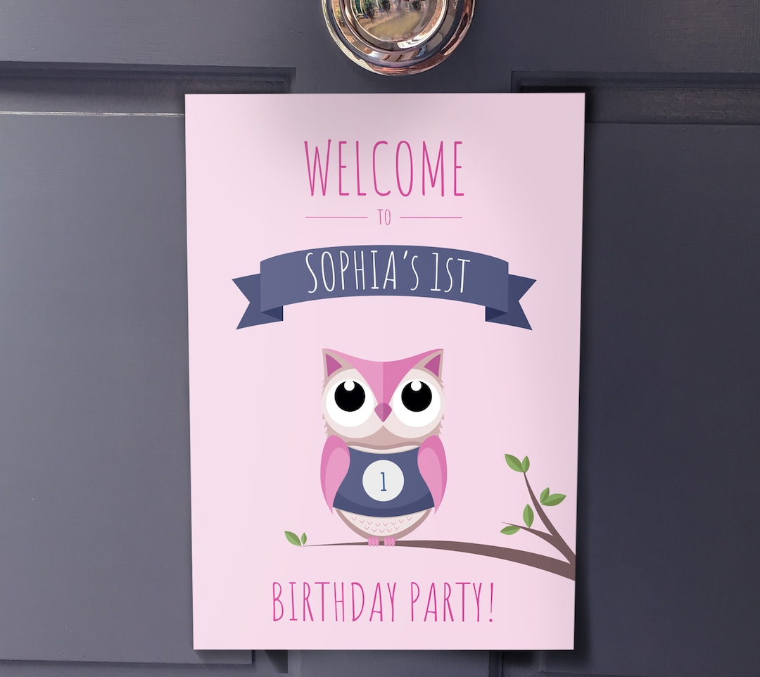 Woodland Owl Birthday Welcome Sign & This Way Sign (x2), Girls Party ...
