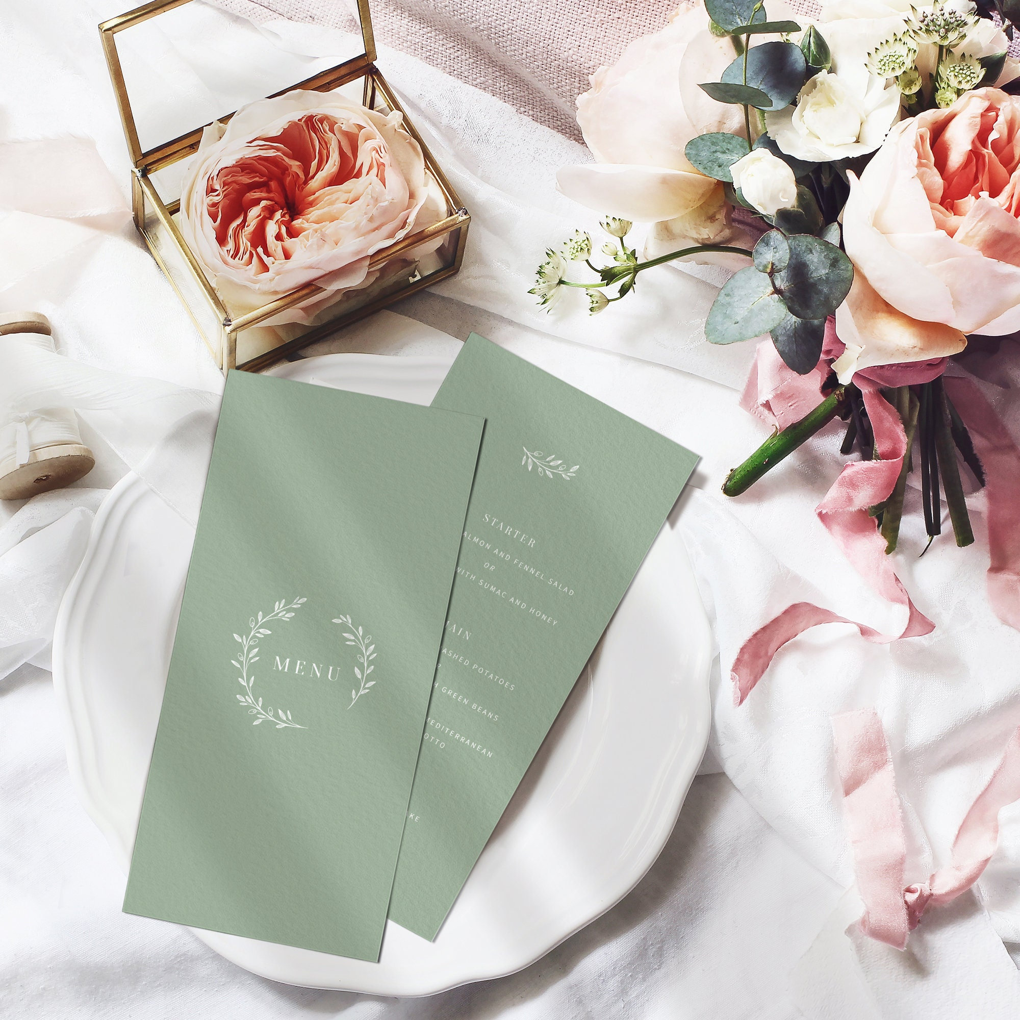 Italian Greenery Wedding Menu Cards Olive Branch Wedding - Etsy UK