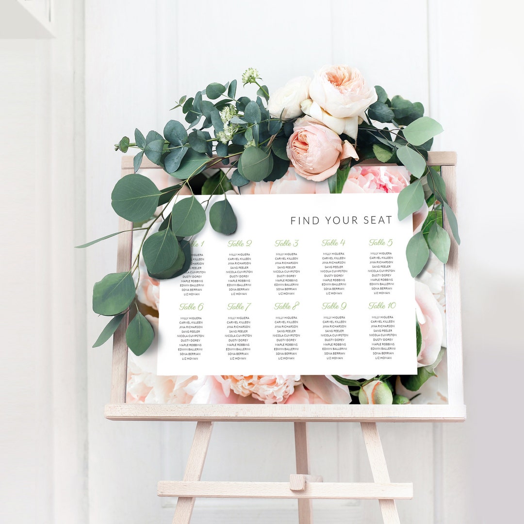 Floral Seating Chart, Peony Wedding Seating Chart Board, Blush Wedding ...