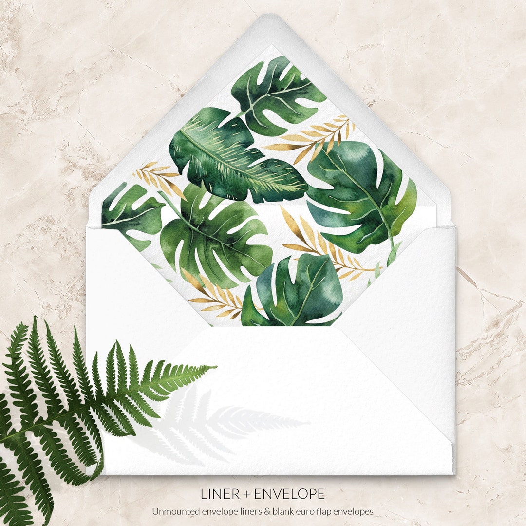 Tropical Envelope Liners Destination Wedding - Botanical Envelope Liner ...