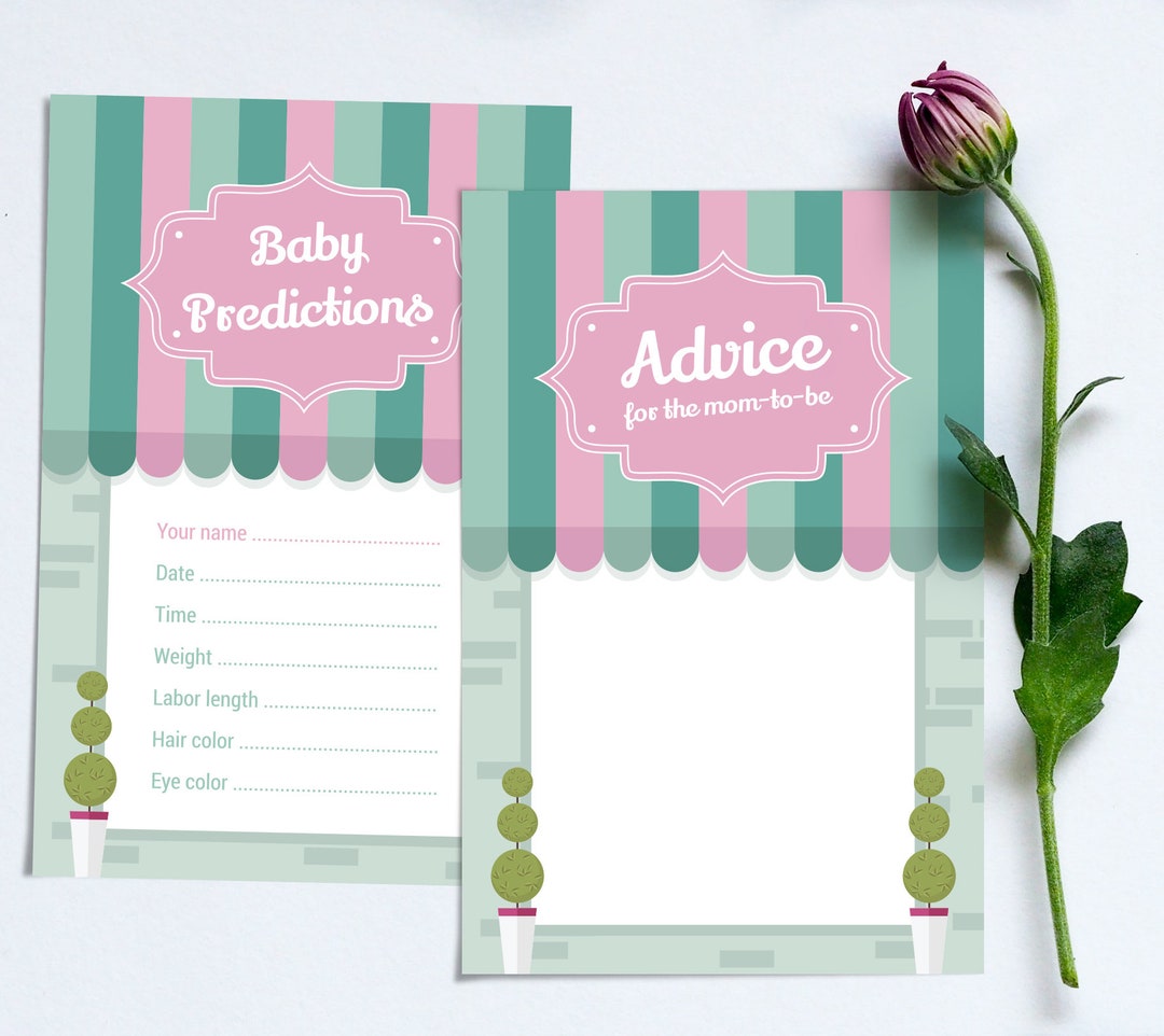 Girl Baby Shower Games, Baby Shower Advice Cards and Prediction Cards ...