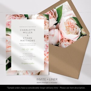Rustic Floral Wedding Invitation Set, Pink Floral Wedding Invitation ...