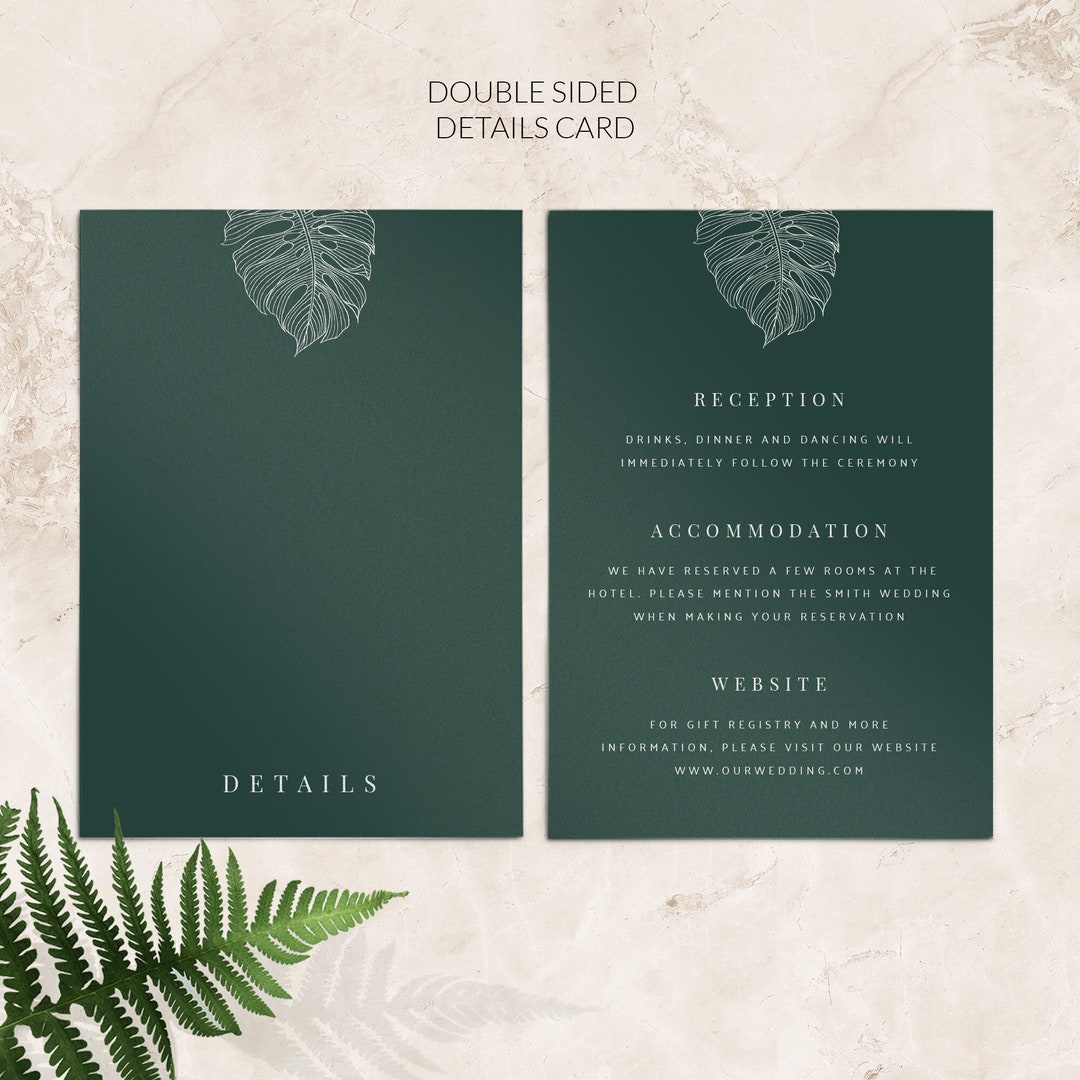 Wedding Invitation Details Card - Modern Wedding Details Card ...