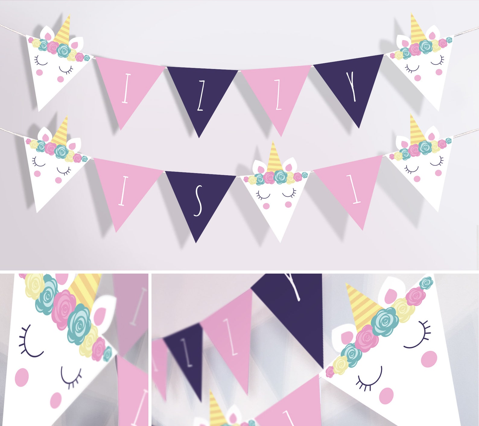 Unicorn Banner Unicorn Nursery Bunting Birthday Banner Girl | Etsy