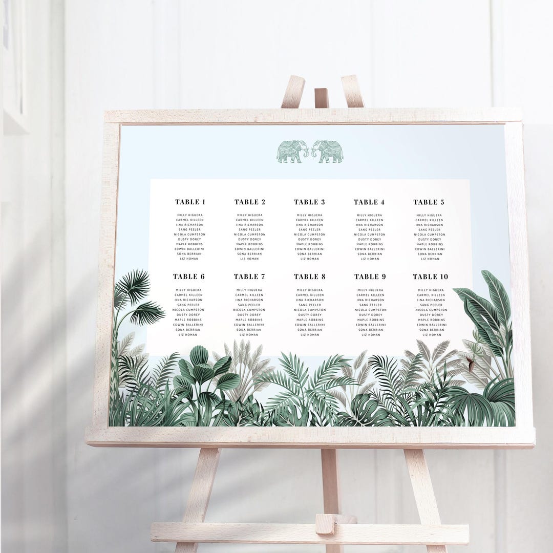 Indian Seating Chart - Indian Wedding Sign - Tropical Table Seating ...