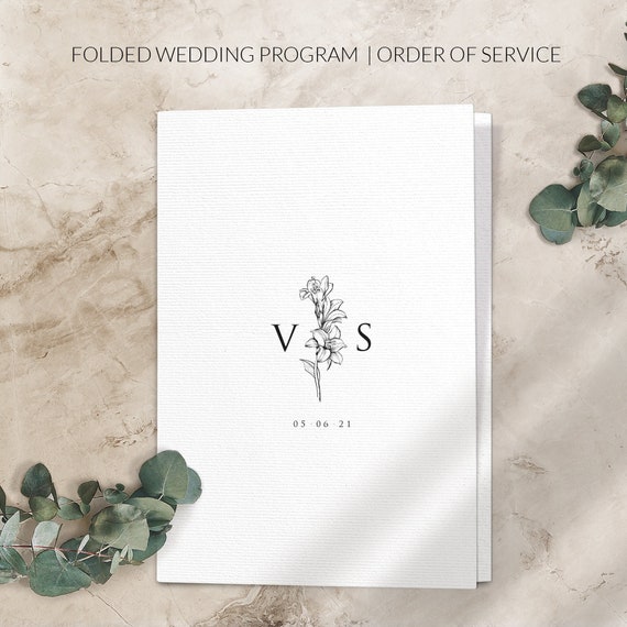Wedding order of service - Folded wedding programs printed - Ceremony ...