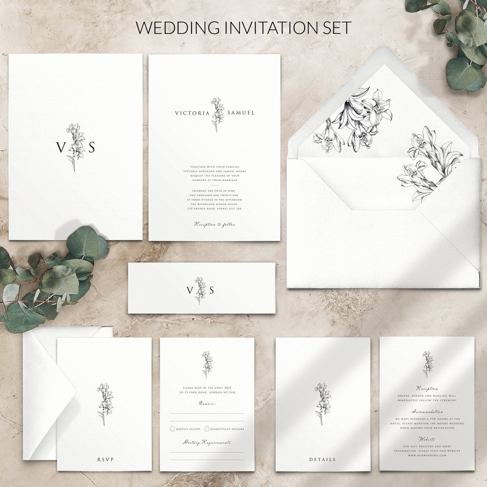 Simple Wedding Invitation - Wedding Invitation Set - Modern Wedding ...