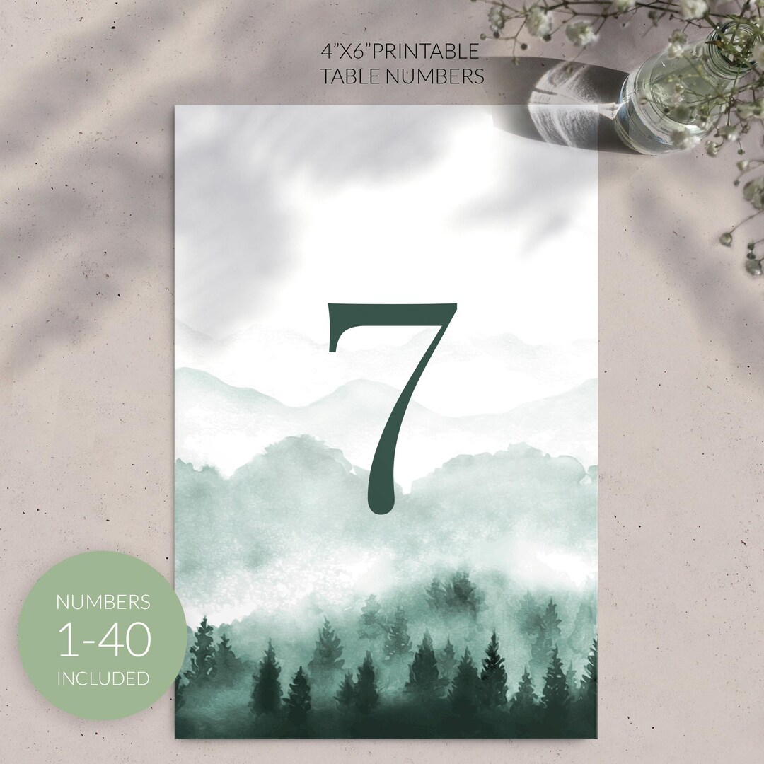 Mountain Table Numbers, Mountain Wedding Table Numbers, Forest Wedding ...