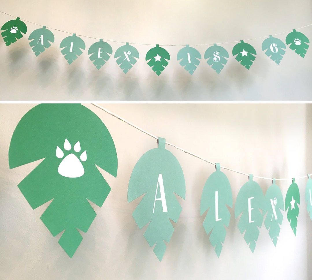 Safari Bunting, Jungle Party Birthday Banner, Tropical Leaves Jungle ...