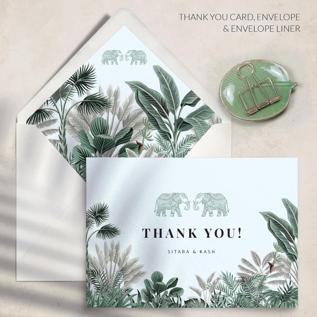 Indian Wedding Thank You Cards - Tropical Thank You Card - Hindu Thank ...