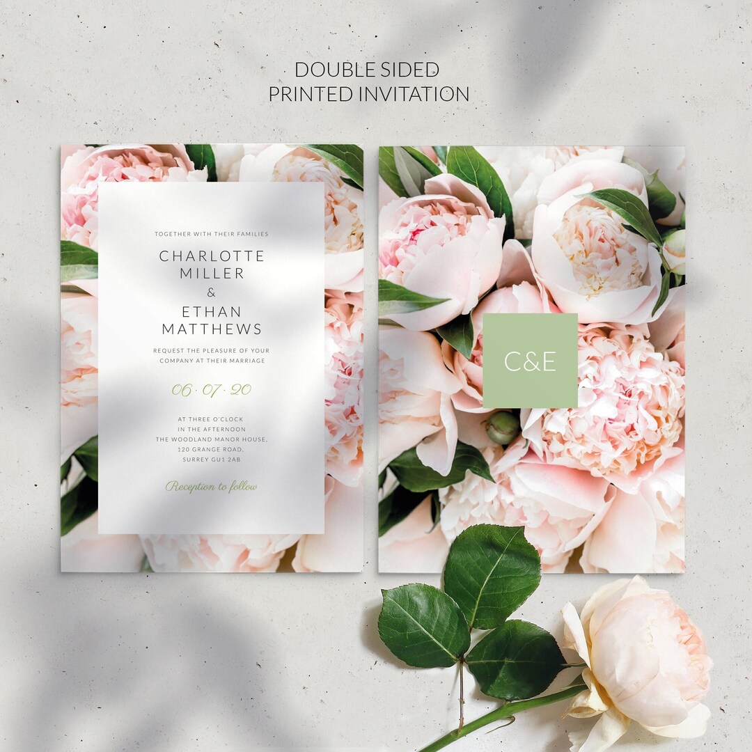 Blush Peony Wedding Invitations - Peony Wedding Decor - Peony Flower ...