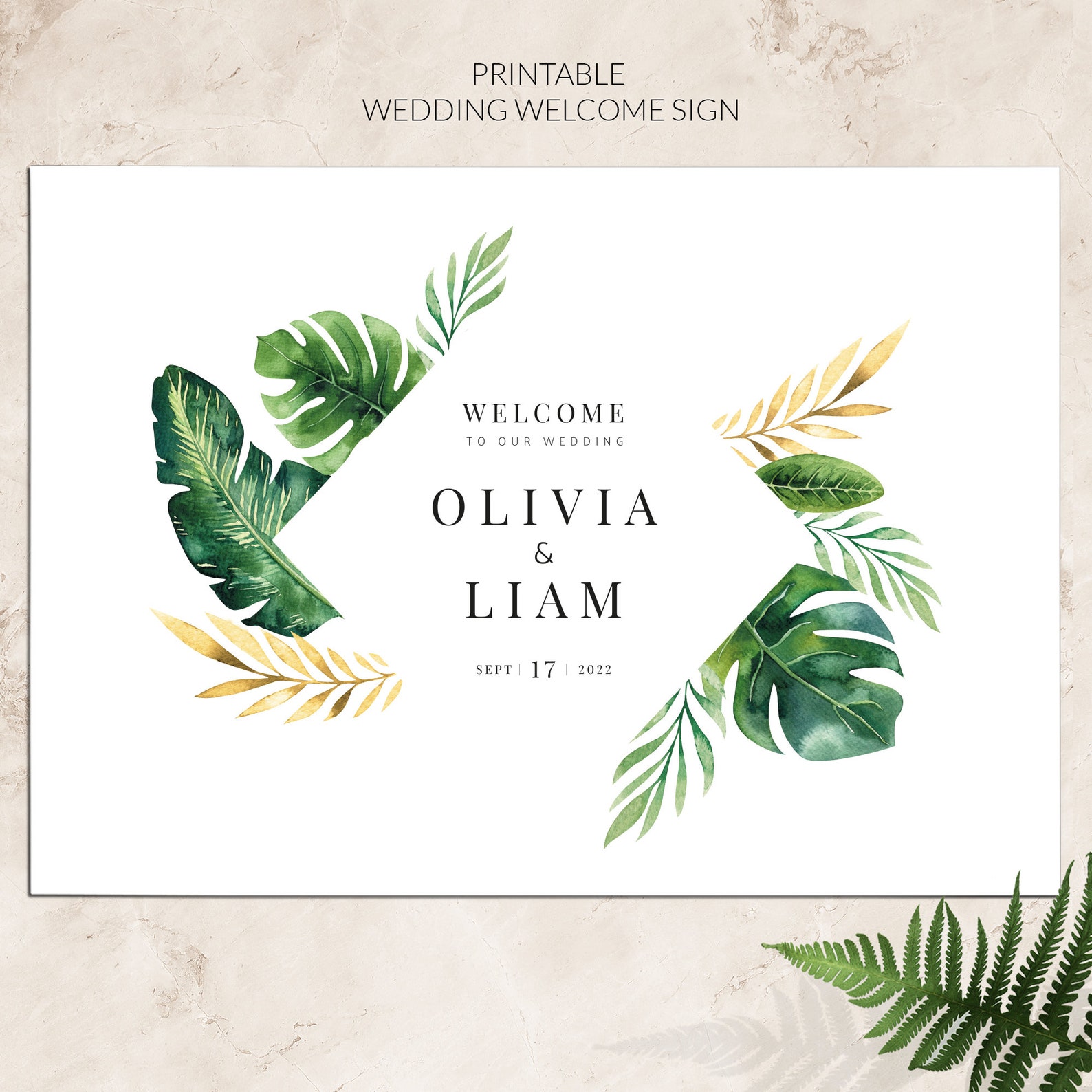 Tropical Wedding Welcome Sign Printable Welcome to Our | Etsy