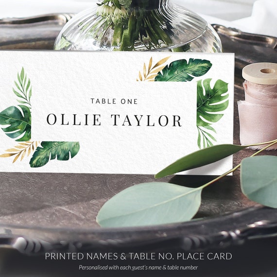 Beach place cards - Tropical name place cards wedding - Destination ...