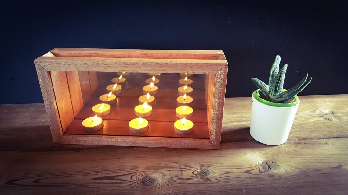 Wooden Infinity Mirror Candle Holder Three Tea Lights - Etsy Australia Wooden Infinity Mirror Candle Holder Three Tea Lights - Etsy Australia