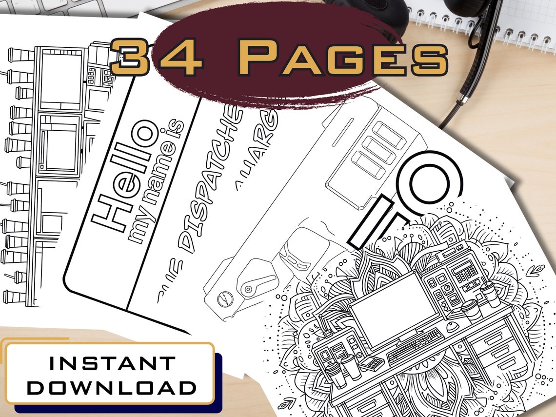 Dispatcher Coloring Pages Digital Download - Etsy Canada