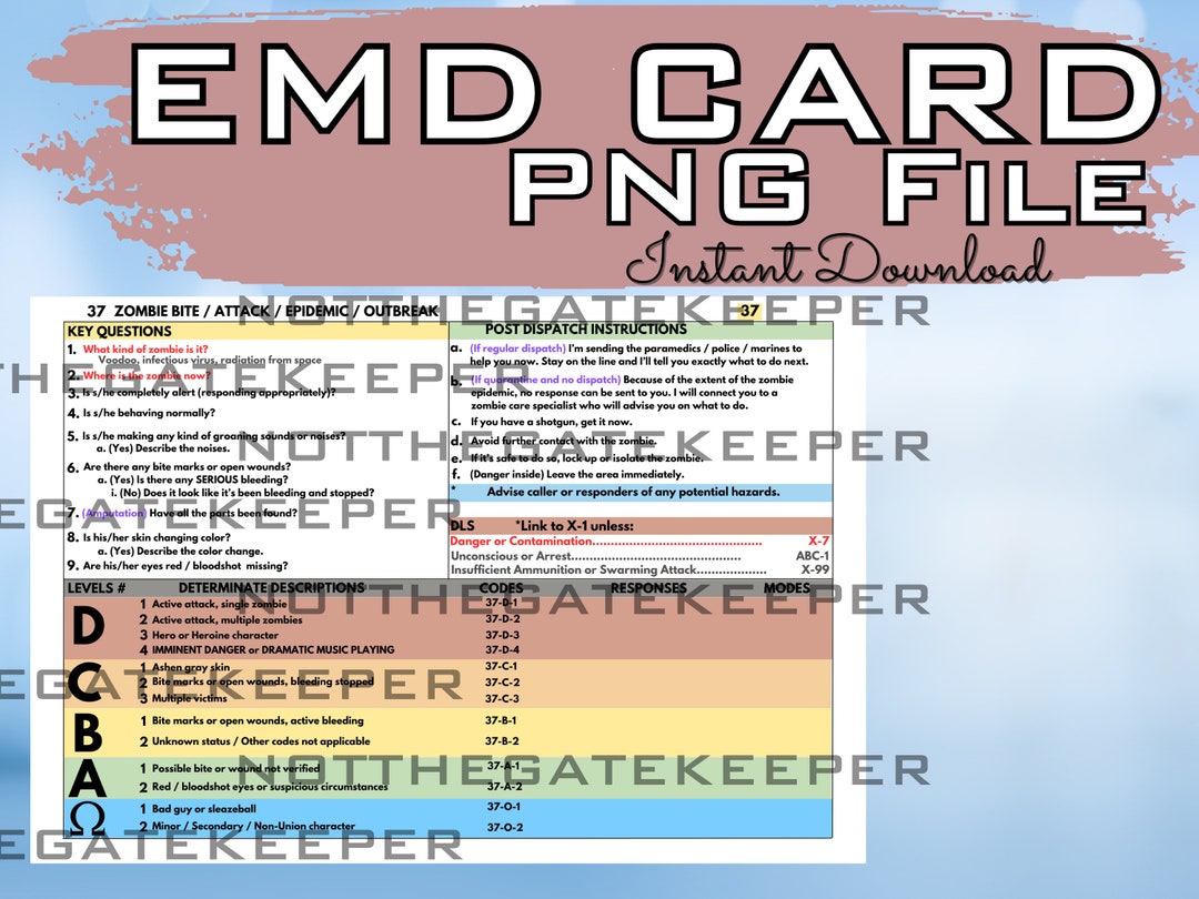 Funny 911 EMD Triage Card PNG Image Funny 911 Instant Digital Download ...