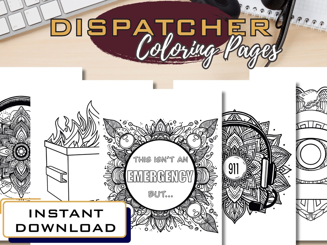 Dispatcher Coloring Pages Digital Download - Etsy Canada