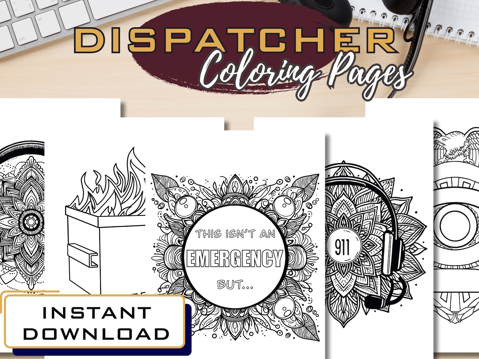 Dispatcher Coloring Pages Digital Download - Etsy Canada