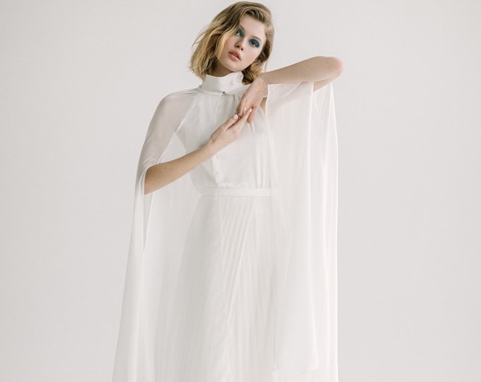 Silk Chiffon Bridal Cape / Shoulder Cape Veil / Wide Bridal Cape ...