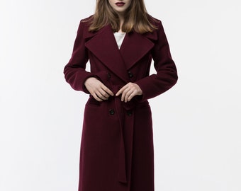 Burgundy Coat - Etsy
