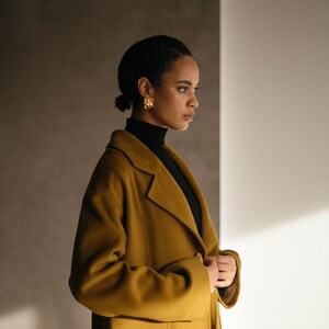 Mustard Wool Wrap Coat: Oversized Autumn Overcoat - Etsy
