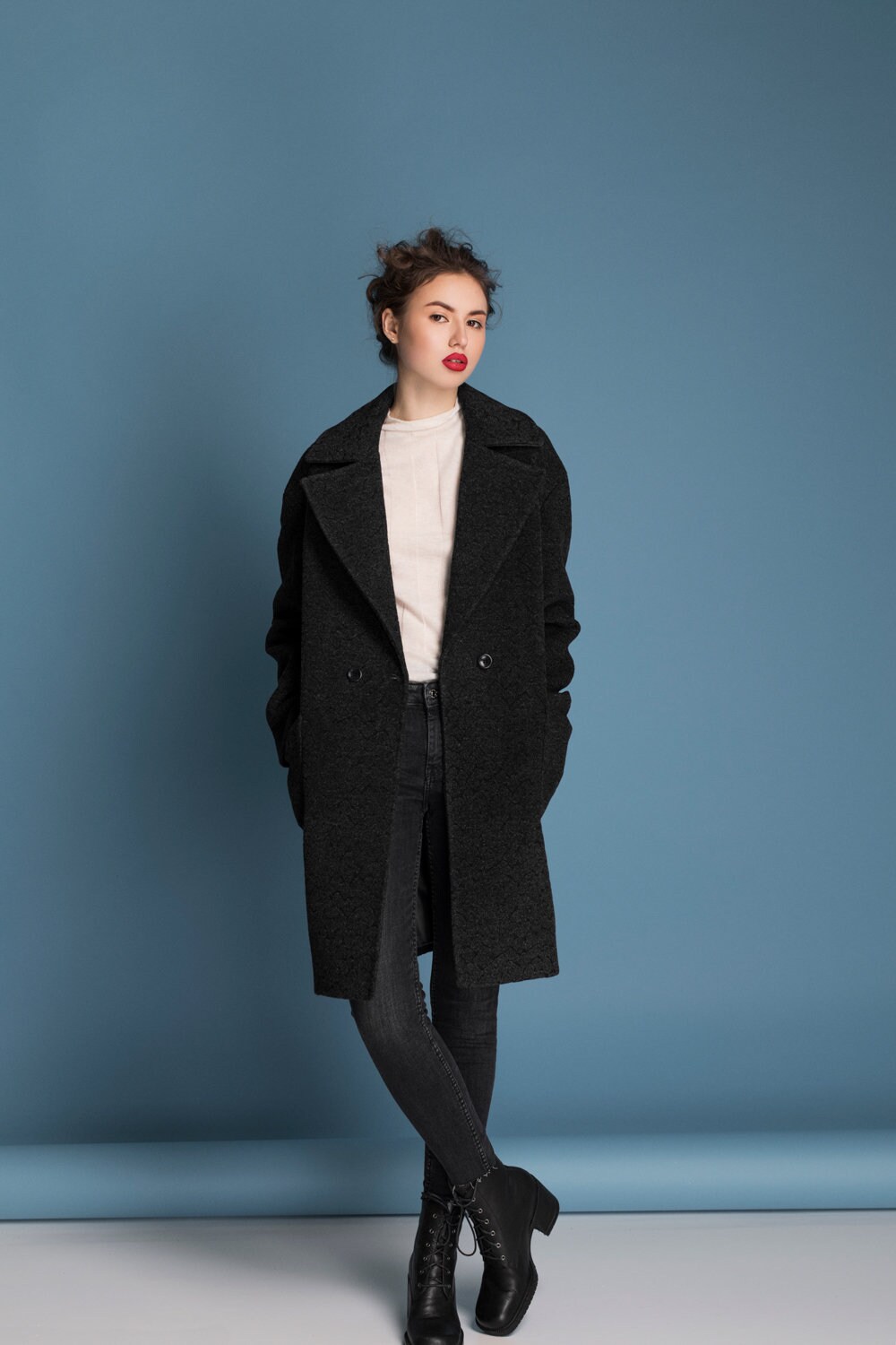Black Cocoon Coat - Etsy