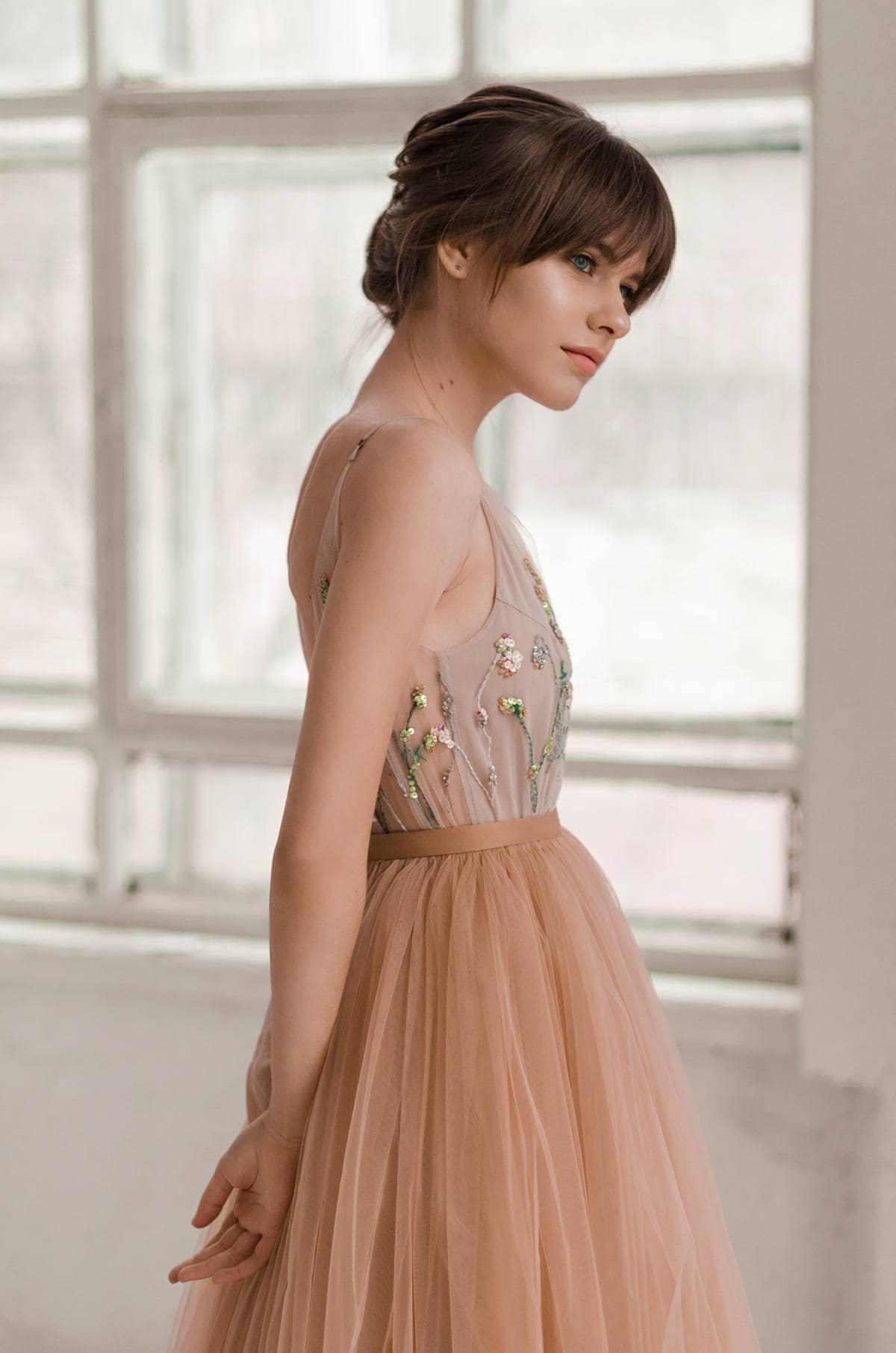 Copper Tulle Wedding Dress: Open Back Colourful Bridal Gown - Etsy