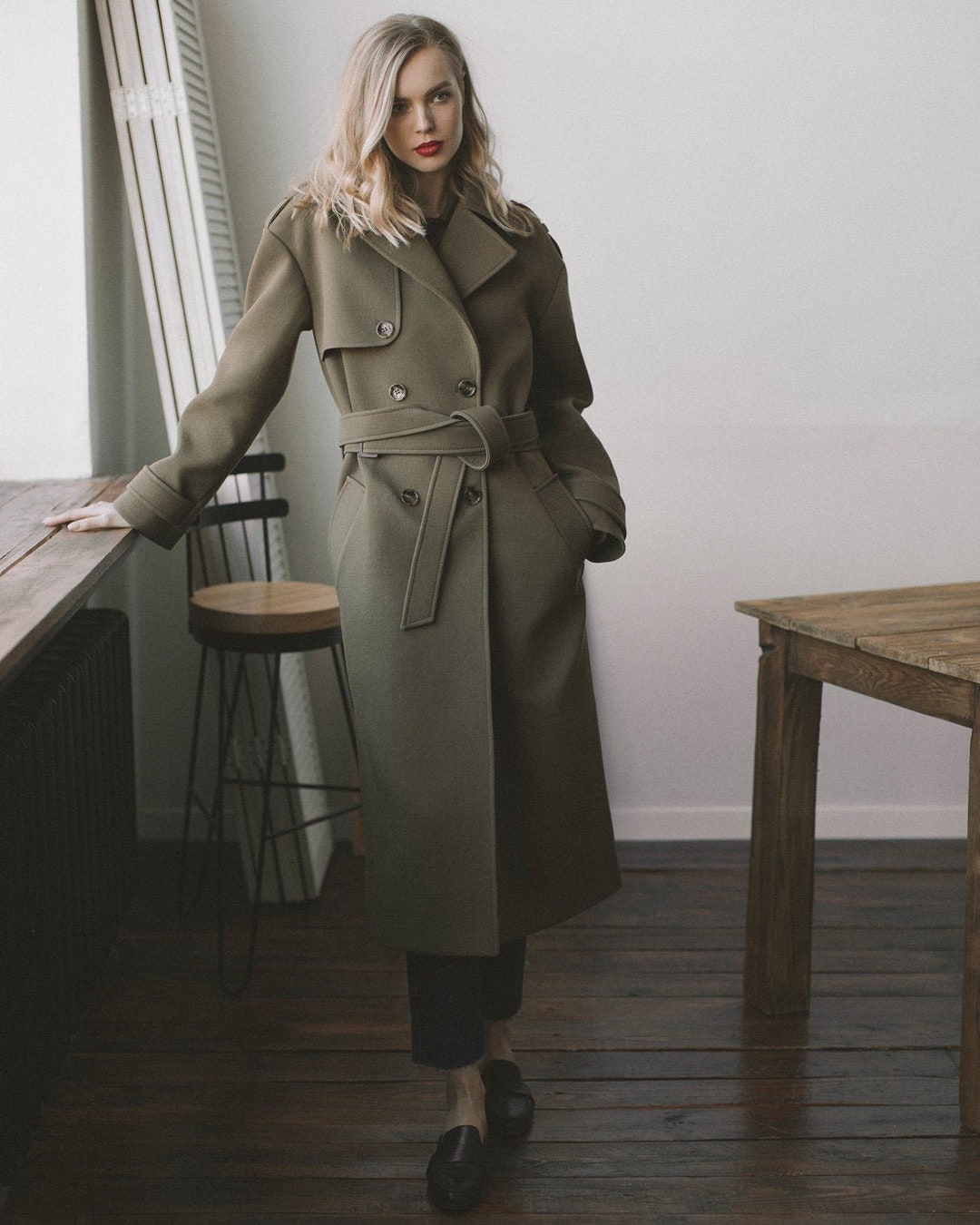 Oversized Wool Trench Coat: Double-breasted Windproof Overcoat - Etsy