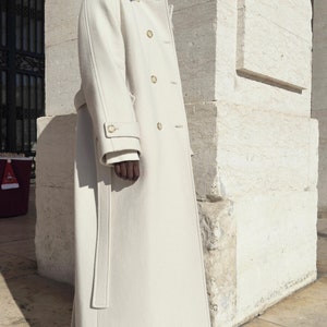 Oversize Wool Trench Coat / Ivory Oatmeal Wool Overcoat / Warm Raglan ...