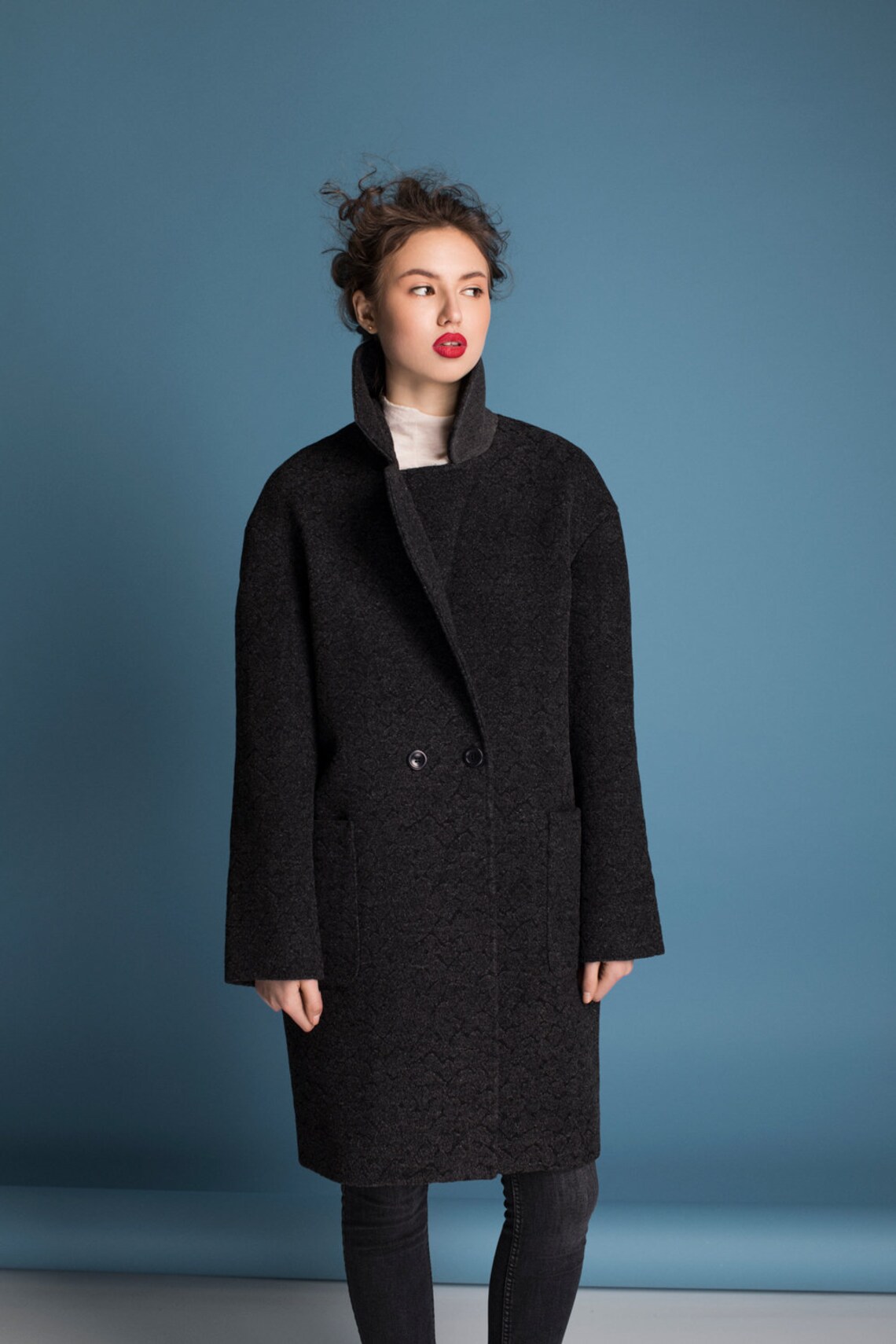 Black Cocoon Coat - Etsy