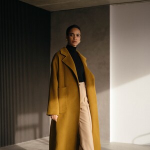 Mustard Wool Wrap Coat: Oversized Autumn Overcoat - Etsy