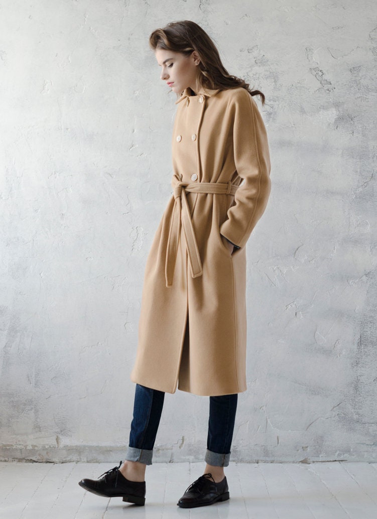 Camel Wool Coat / Spring Wool Coat / Woman Autumn Coat - Etsy
