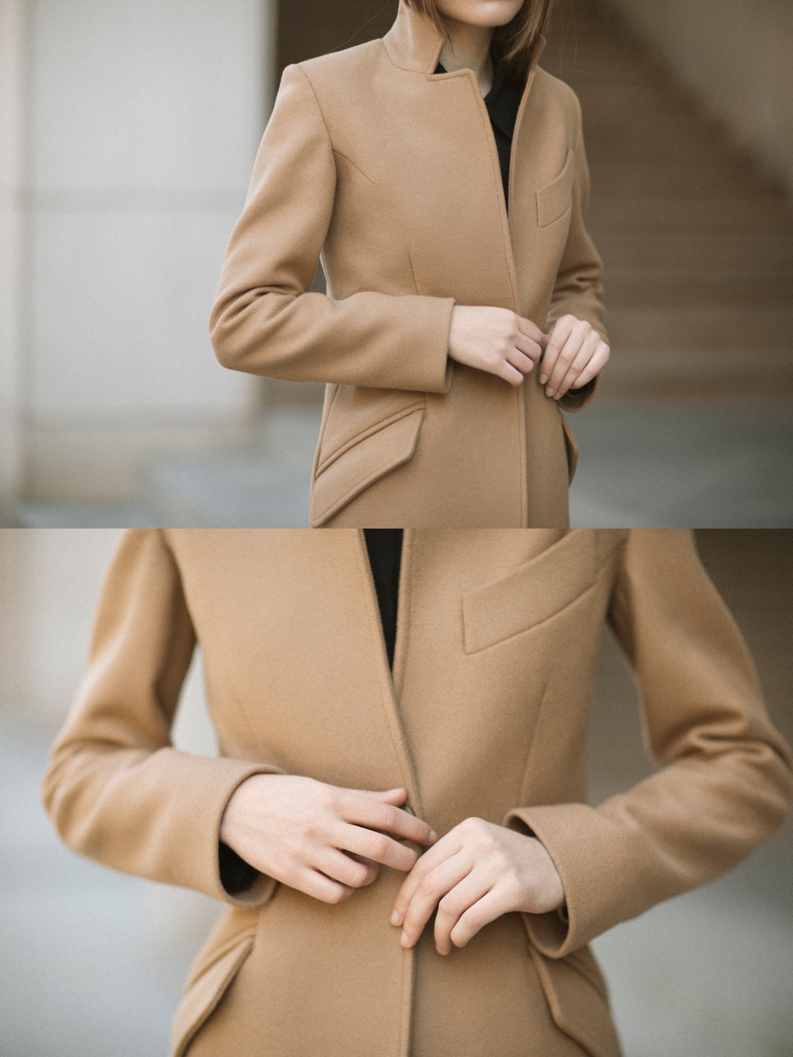 Wool Camel Coat / Warm Fitted Coat/ Autumn Wool Coat // | Etsy