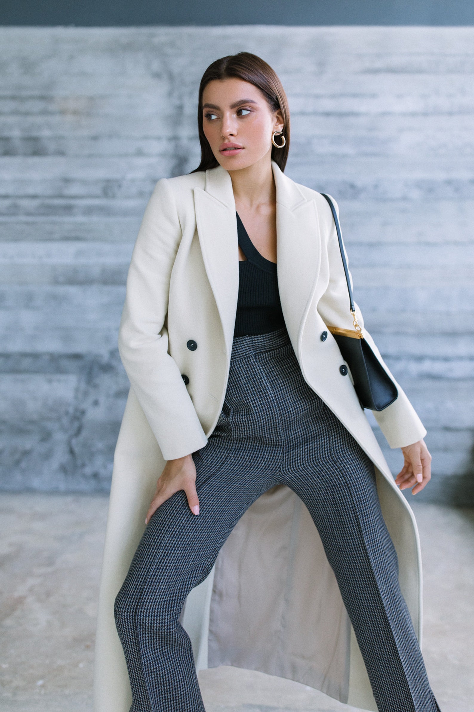 Wool Ivory Coat / Autumn Wool Tapered Coat / Ivory Wedding - Etsy