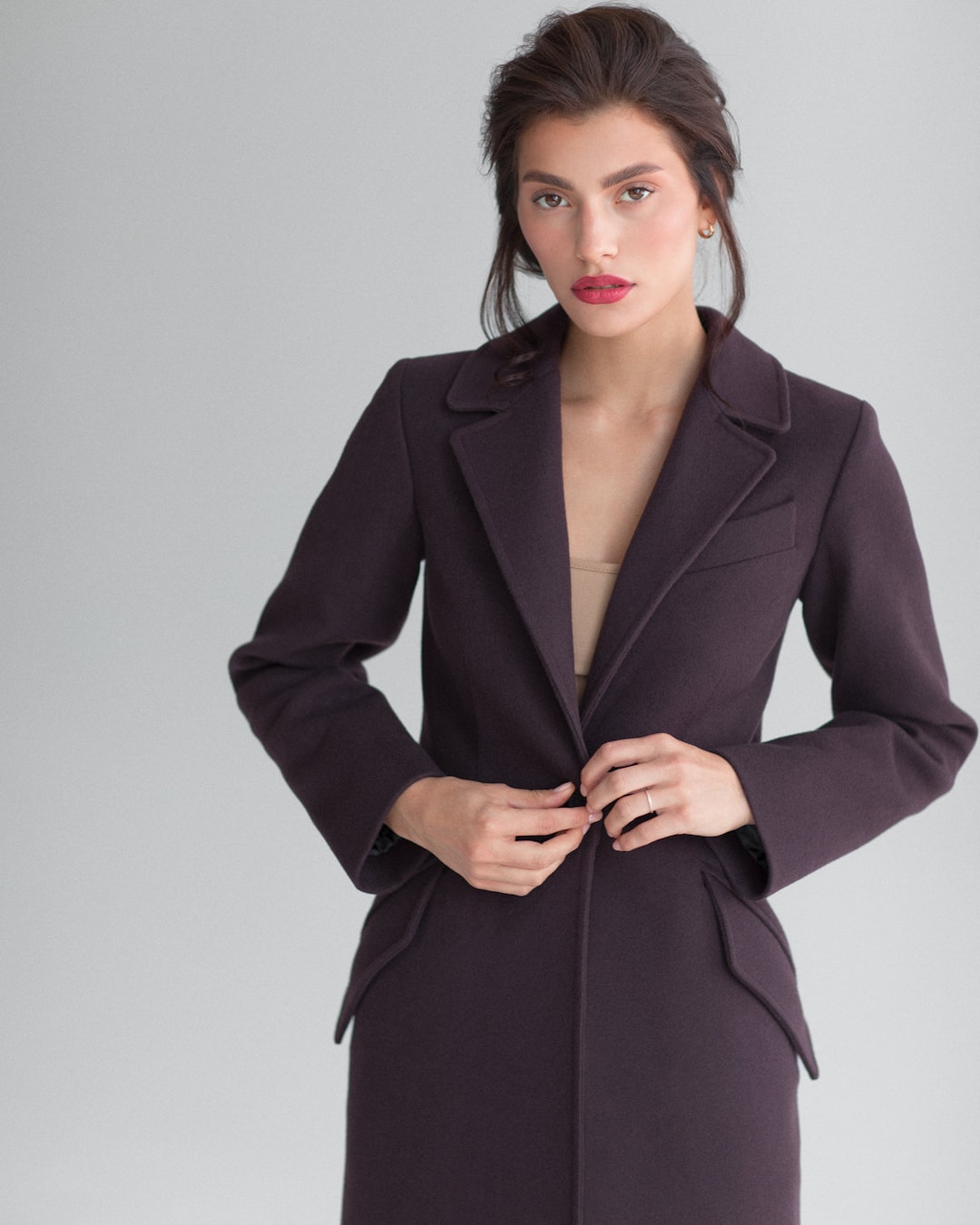 Fitted Wool Coat: Dark Burgundy Tailored Winter Overcoat - Etsy