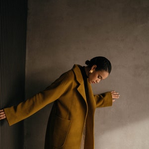 Mustard Wool Wrap Coat: Oversized Autumn Overcoat - Etsy