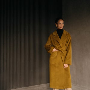 Mustard Wool Wrap Coat: Oversized Autumn Overcoat - Etsy