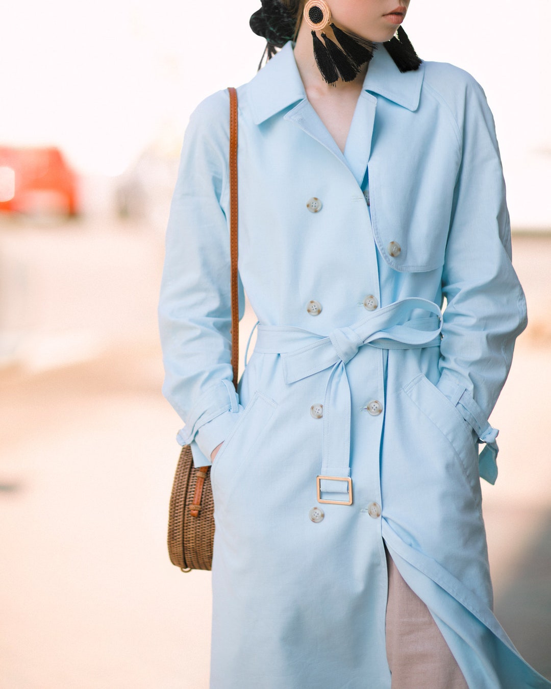 Blue Linen Trench Coat/ Spring Trench Coat / Summer Trench Coat - Etsy