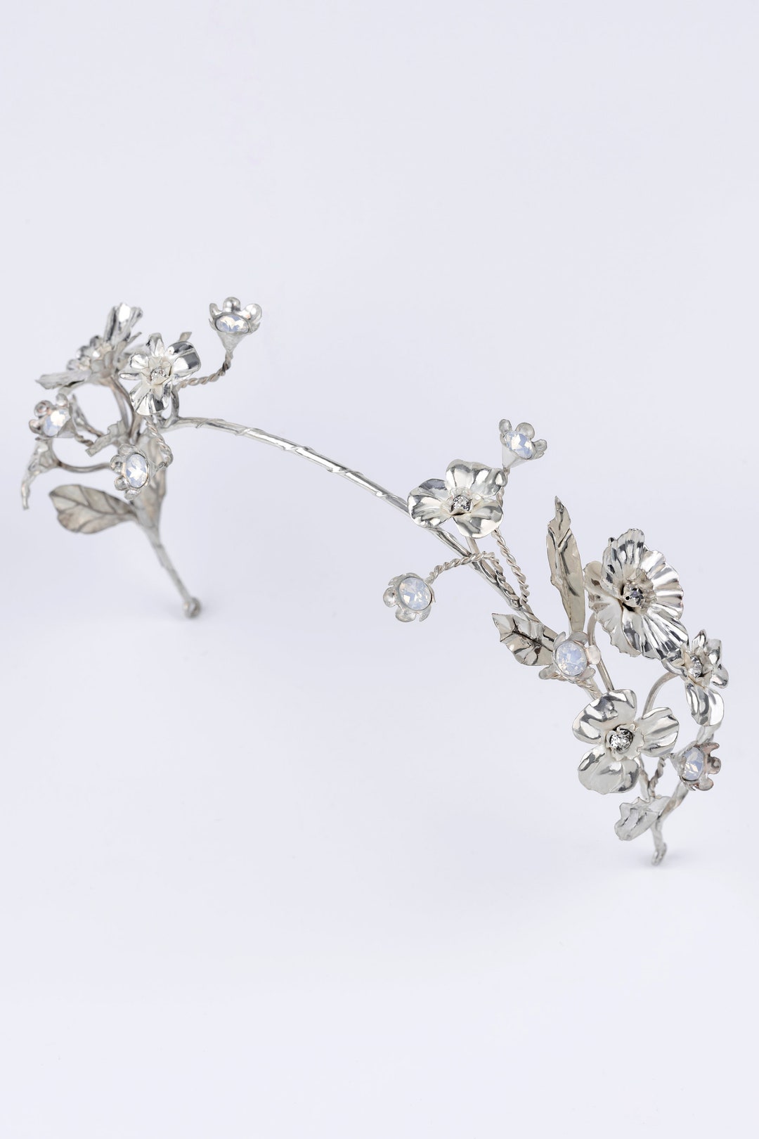 Bridal Silver Tiara, Wedding Silver Crown, Brides Silver Headpiece ...