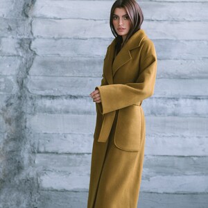 Soft Wool Mustard Coat / Autumn Wool Coat / Fall Wrap Coat / Warm ...
