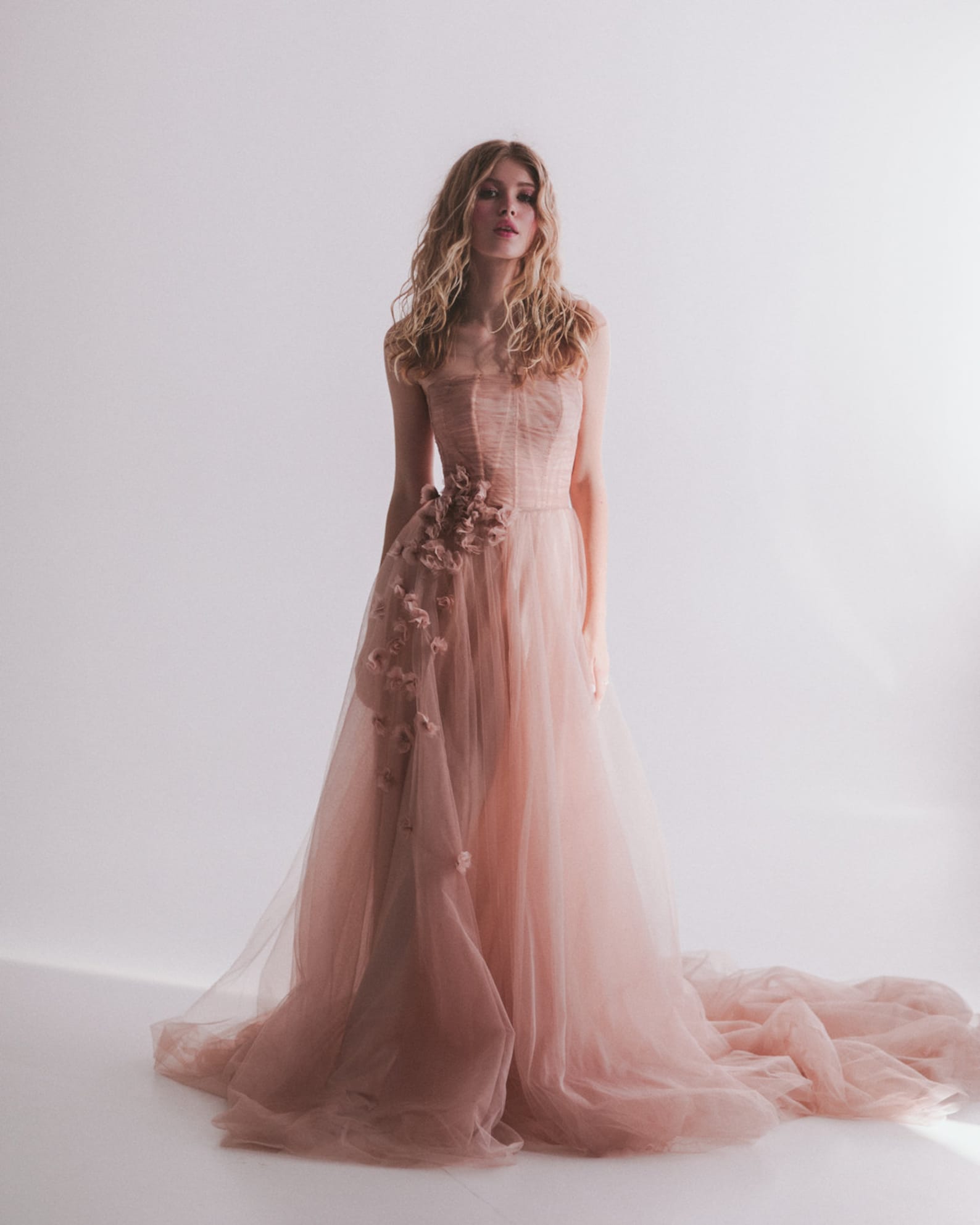 Draped Corset Bridal Dress / Blush Romantic Wedding Gown / - Etsy