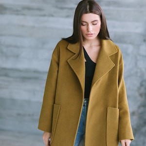 Soft Wool Mustard Coat / Autumn Wool Coat / Fall Wrap Coat / Warm ...