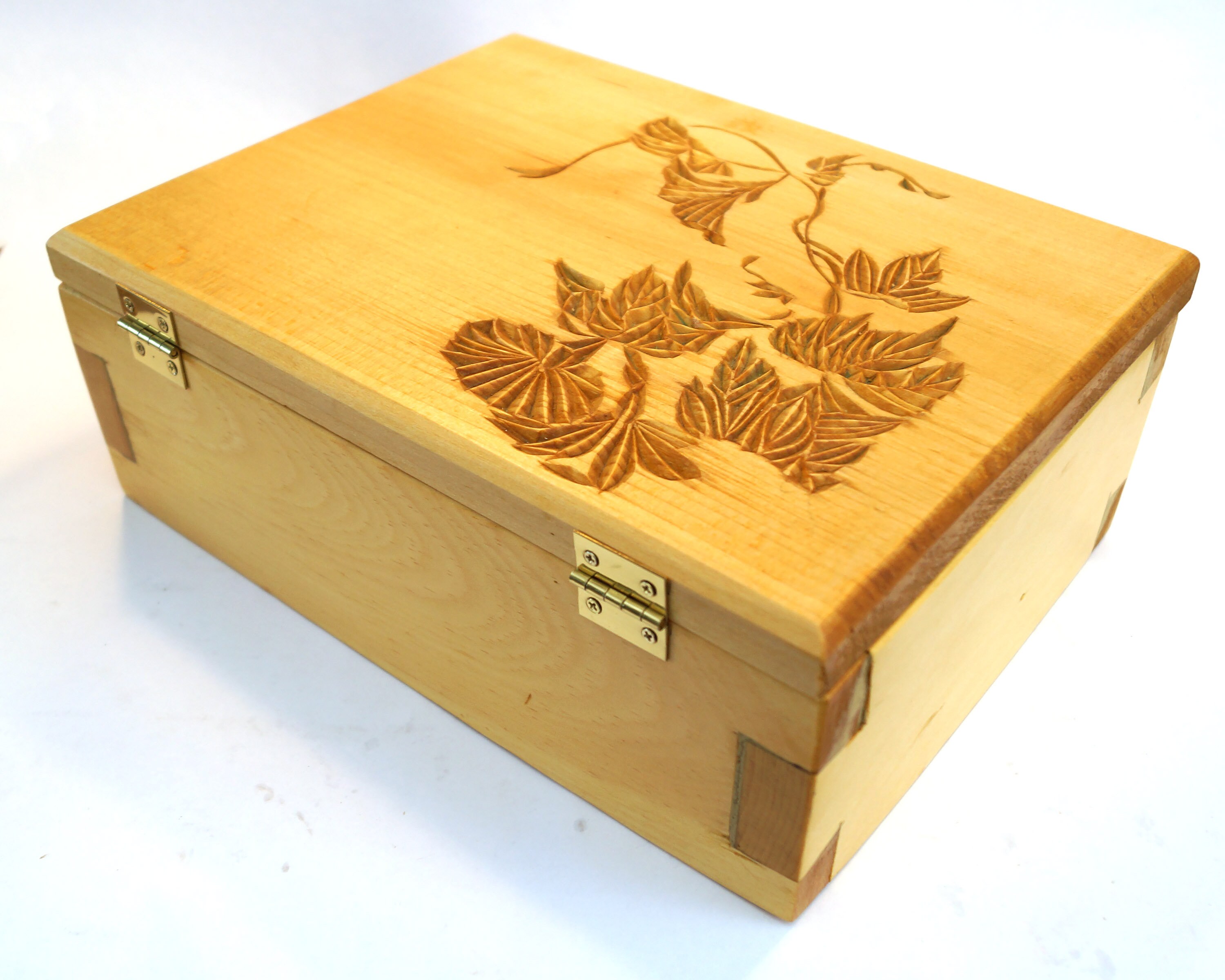Hand Carved Wood Box With Hinged Lid 01-20 - Etsy