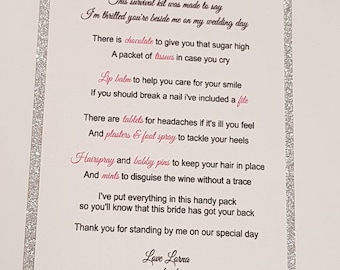 Bridesmaid poem | Etsy