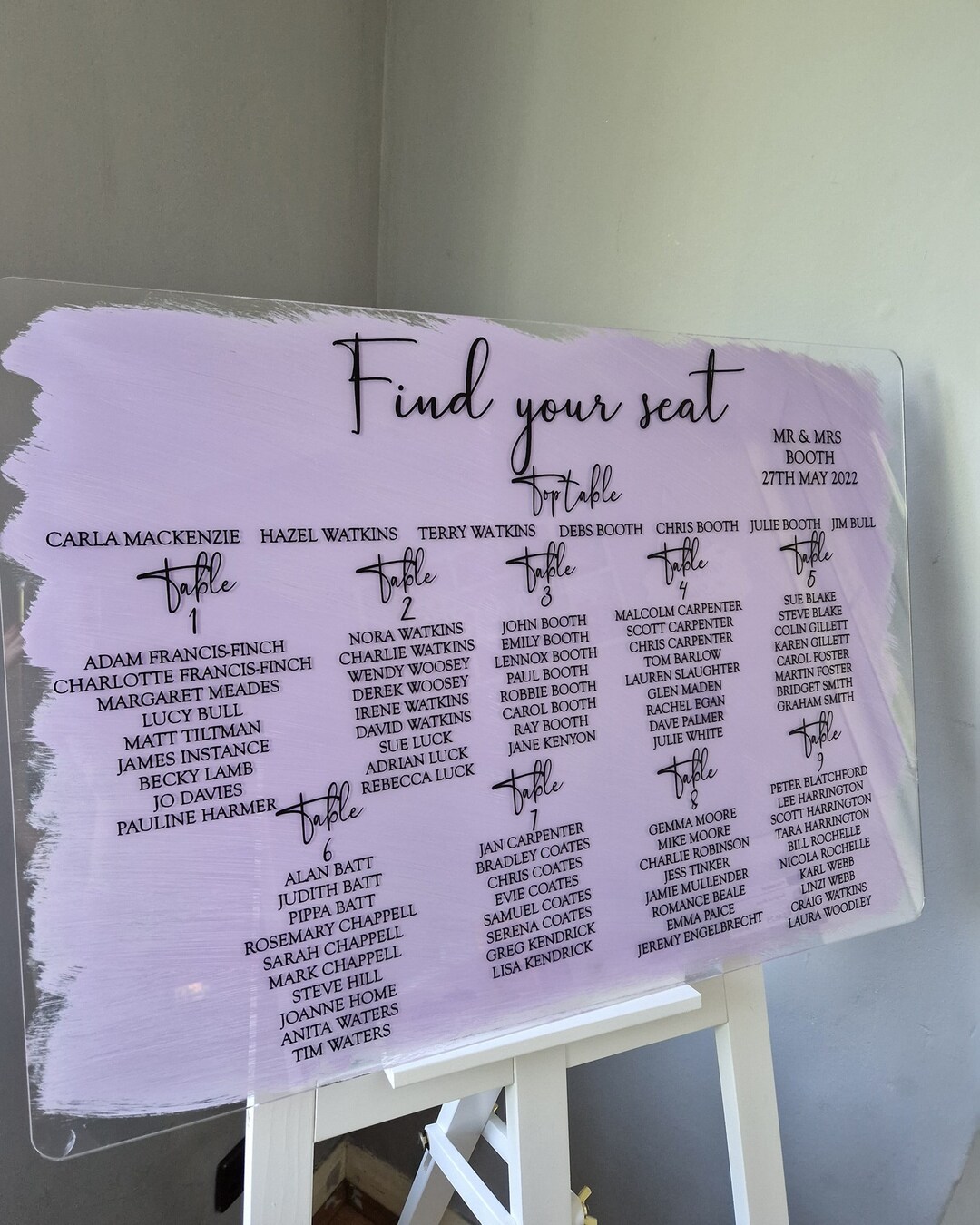 A1 Clear Acrylic Table Plan, Seating Chart, Wedding Sign, Clear ...
