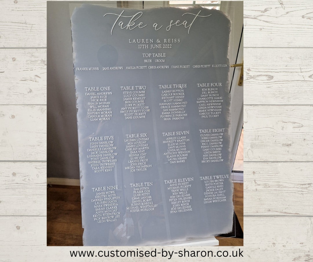 DECAL ONLY, DIY Seating Chart, Wedding Vinyl Stickers, Table Plan ...