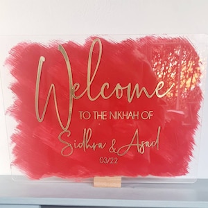 A3 Welcome to Wedding Sign, Clear Acrylic With a Painted Back and Stand ...