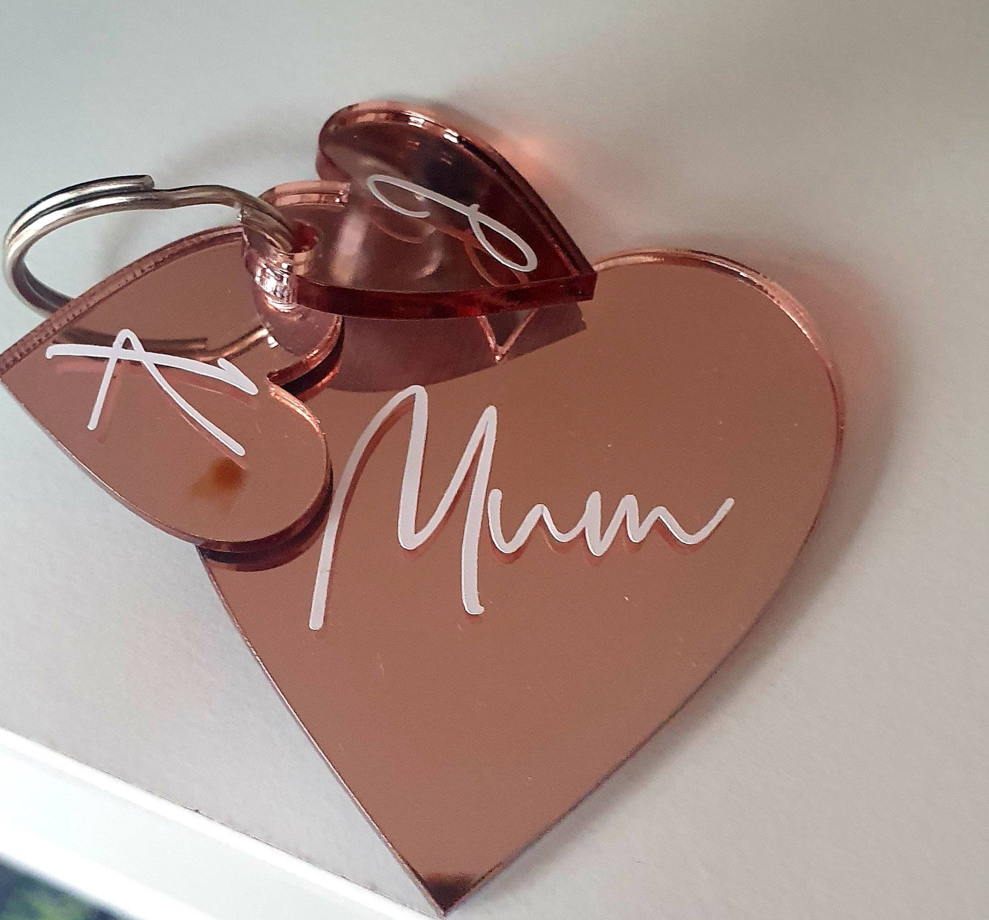 Rose gold heart key chain key ring personalised key ring | Etsy